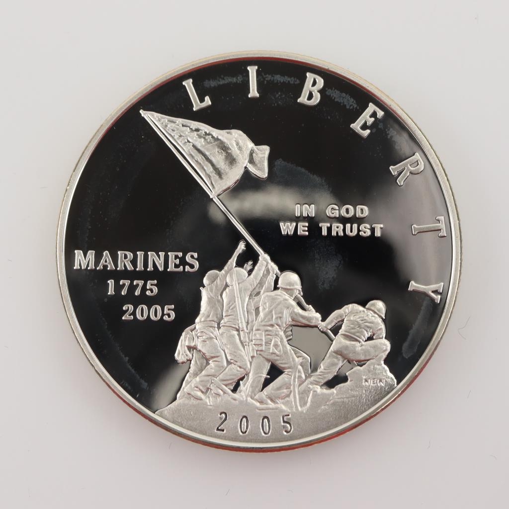 2005-P Marine Corps 230th Anniversary Commemorative Silver Proof Dollar ...
