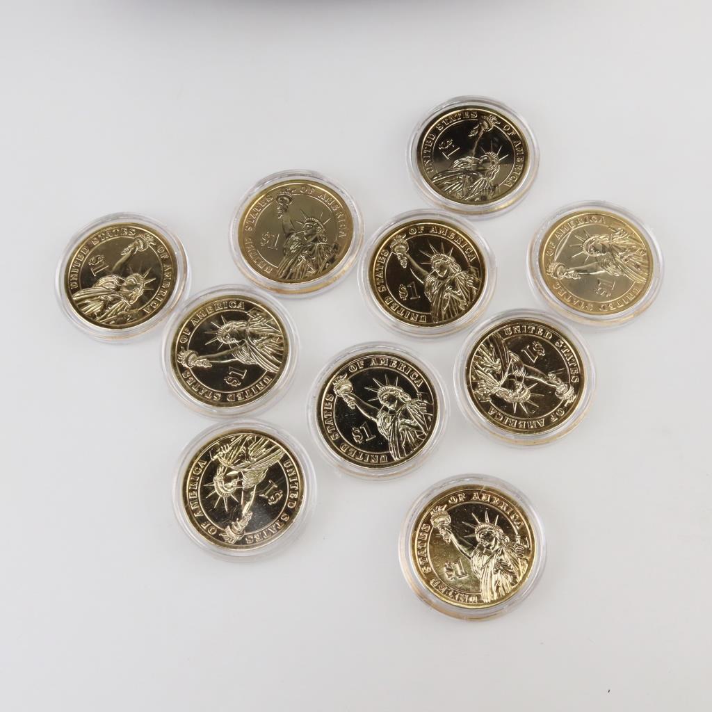 2008 Barack Obama US Gold Plated Colorized Dollar, 10 Coins Includes ...