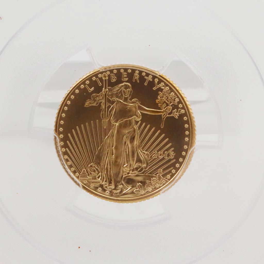 2015 MS70 American Gold Eagle 5 Dollar 1/10oz Fine Gold Coin PCGS ...