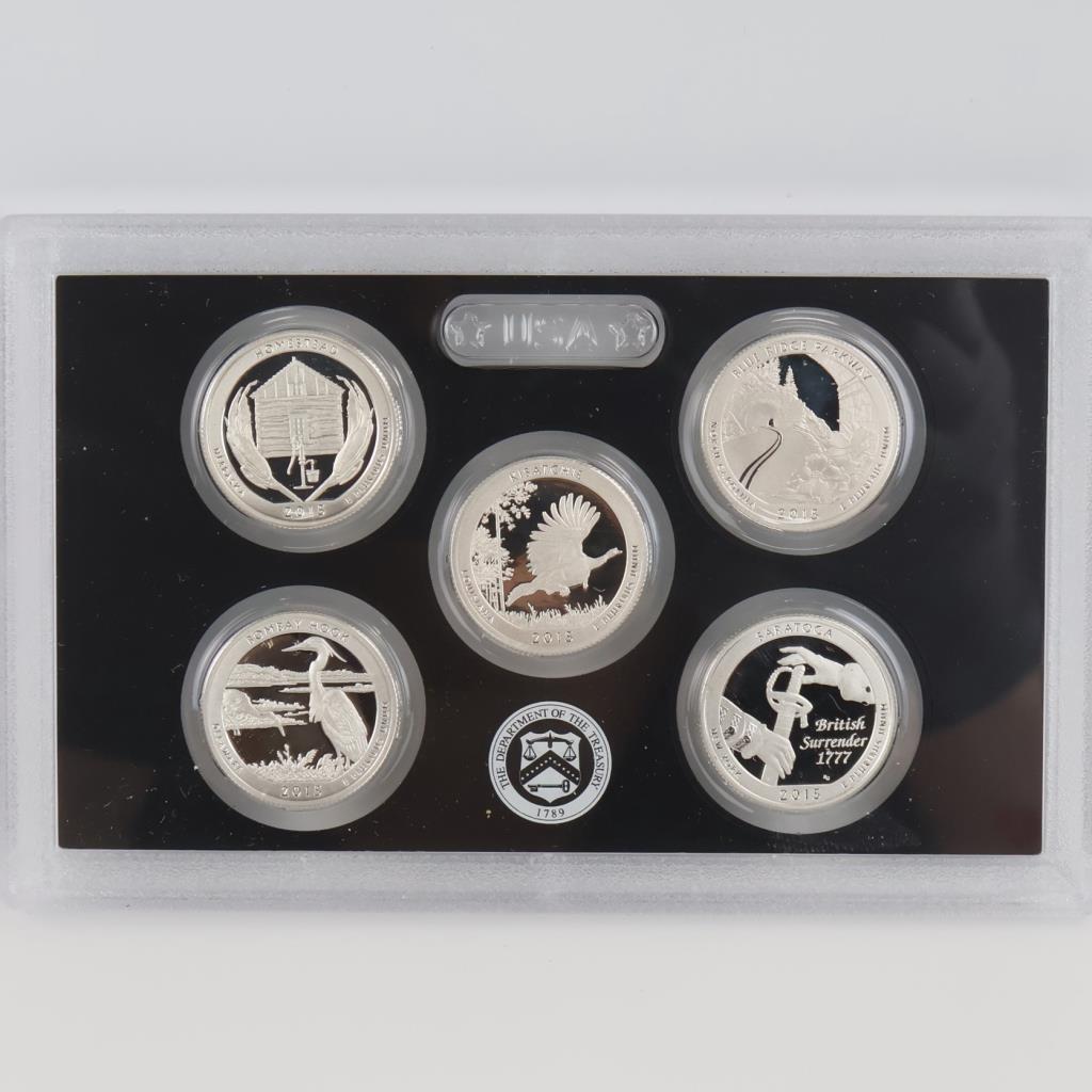 2015 US Mint America The Beautiful Quarters Silver Proof Set, With COA ...