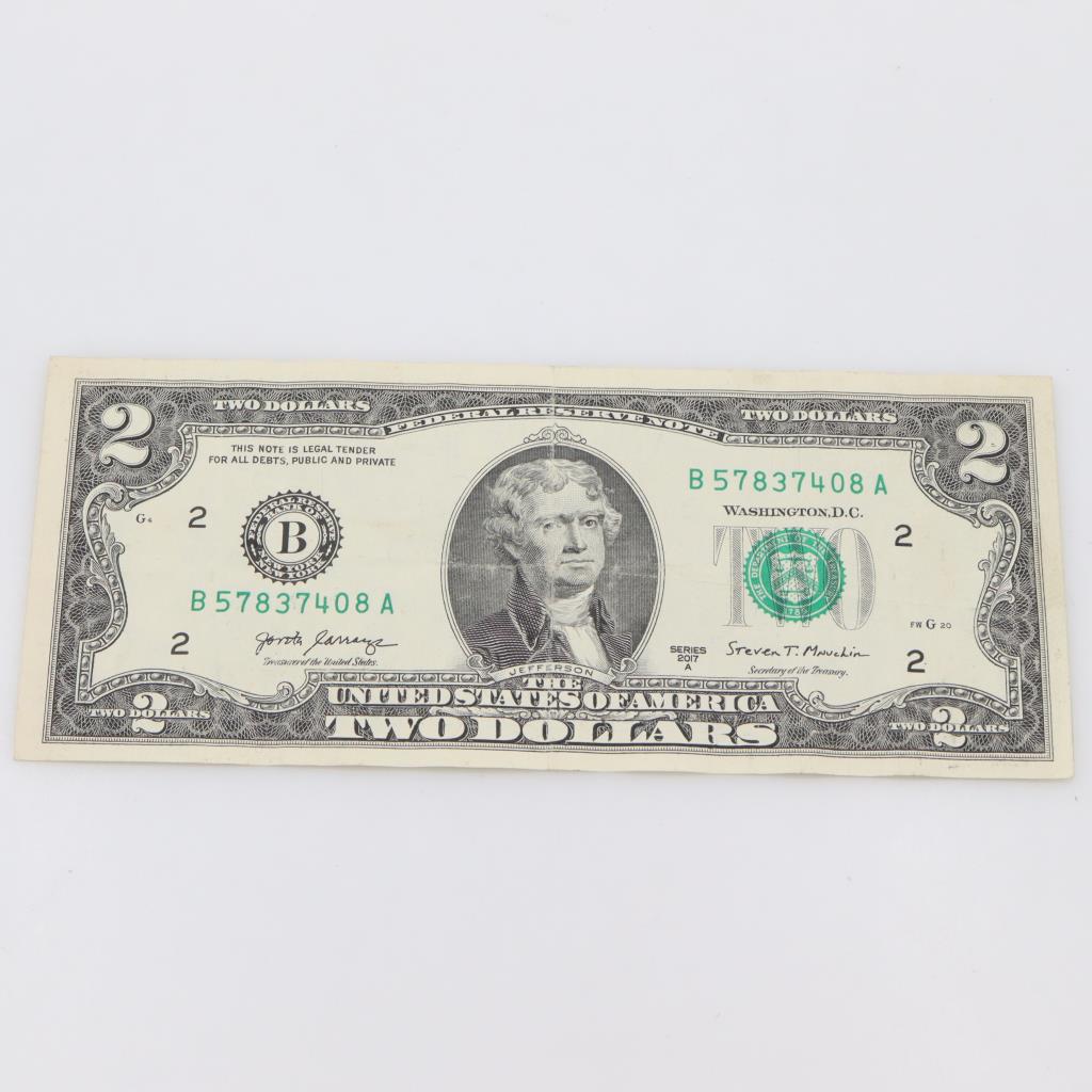 2017-A US $2 Federal Reserve Note, Green Seal | Property Room