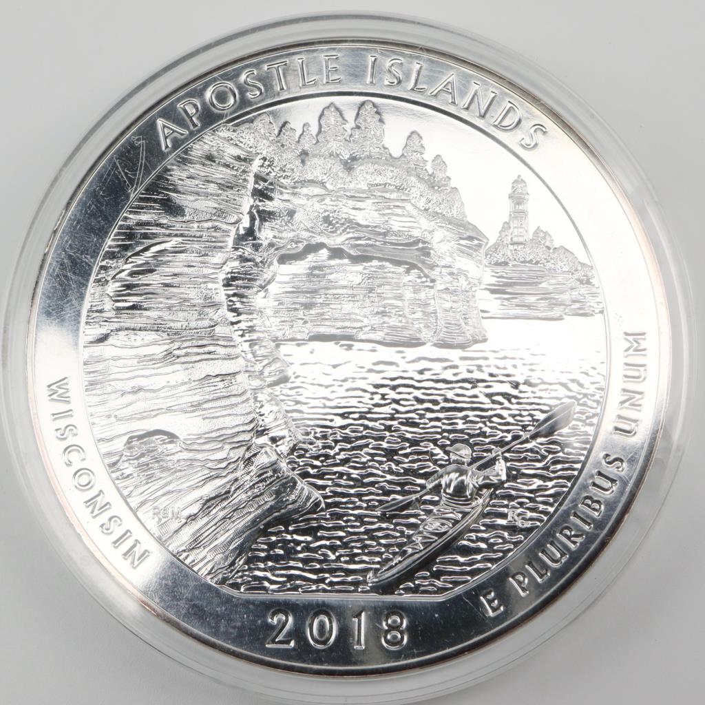 2018 America The Beautiful Apostle Islands Fine Silver 5 Oz. Round ...