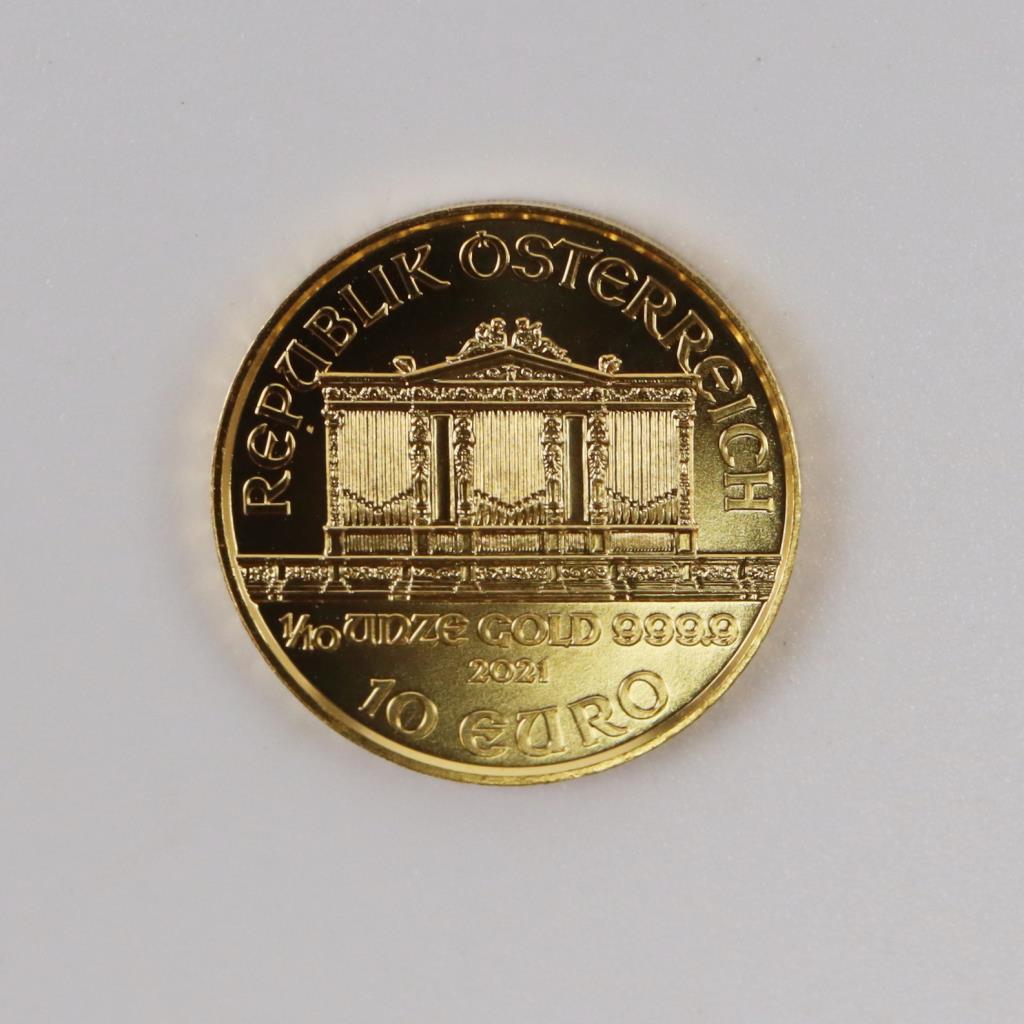 2021 Austrian Philharmonic Fine Gold 10 Euro 1/10th Oz. Coin | Property Room