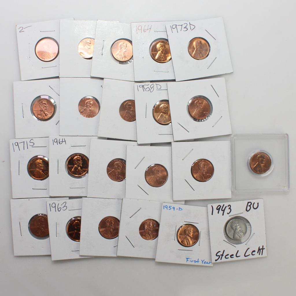 22 US Pennies, Includes Steel Penny | Property Room