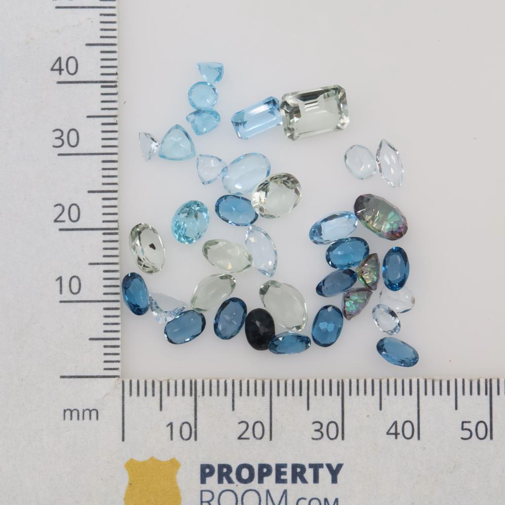 22.39cts TW Faceted Blue Topaz Loose Stones, 38 Pieces | Property Room