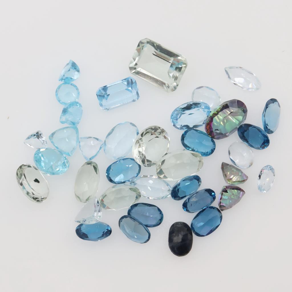 22.39cts TW Faceted Blue Topaz Loose Stones, 38 Pieces | Property Room