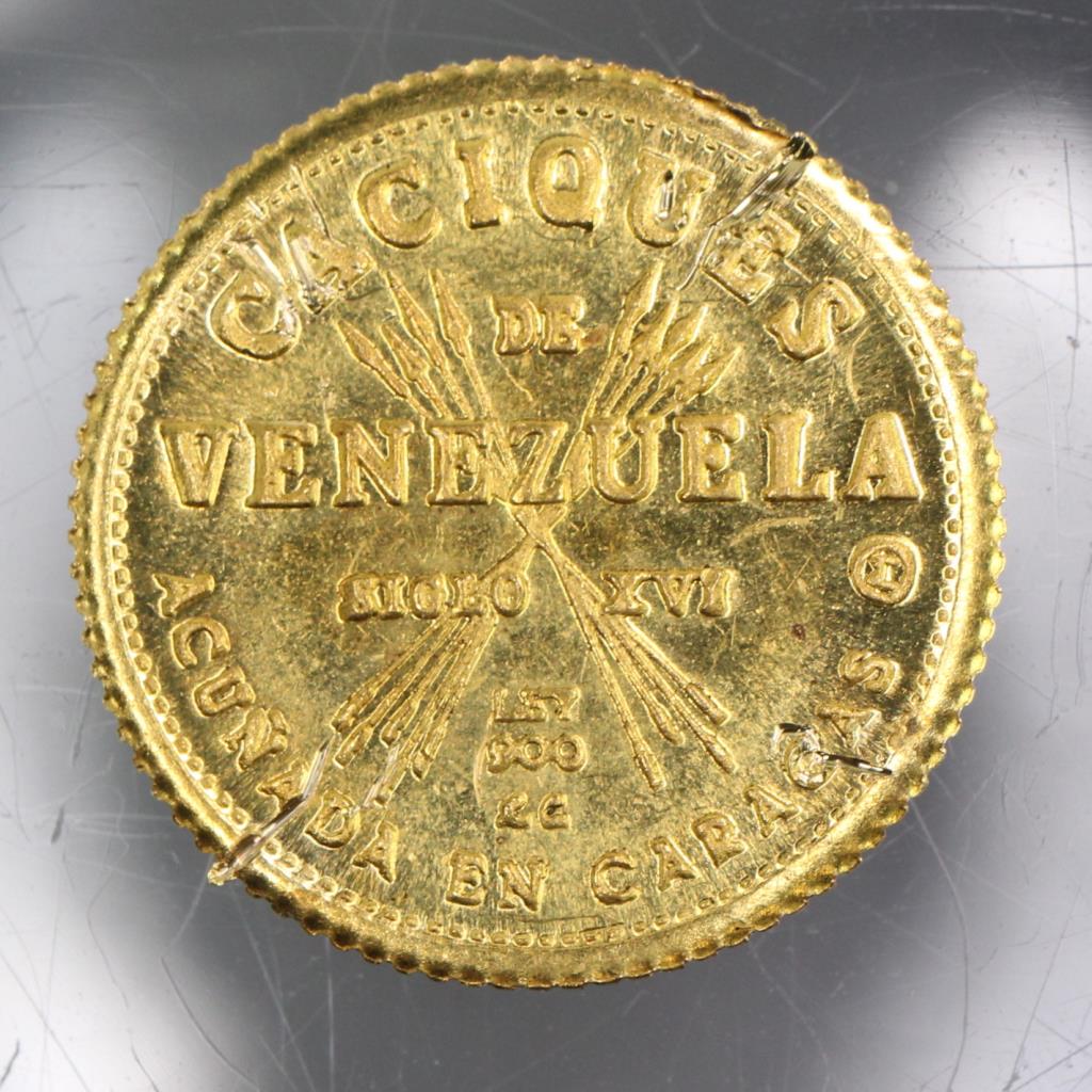 22k Gold 1.5g Venezuela Cacique Coin | Property Room