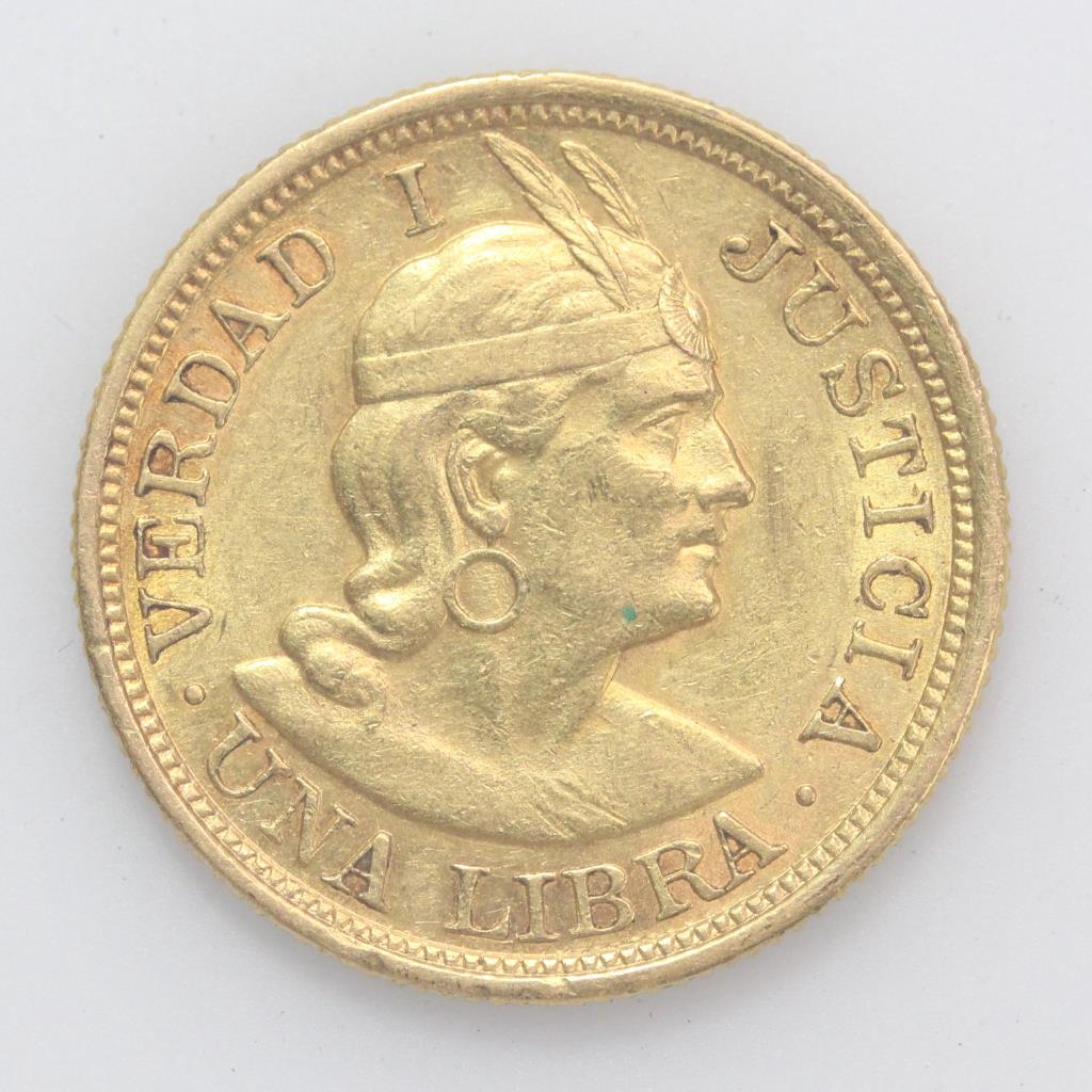 22kt Gold 8g Peru 1906 Una Libra Coin | Property Room