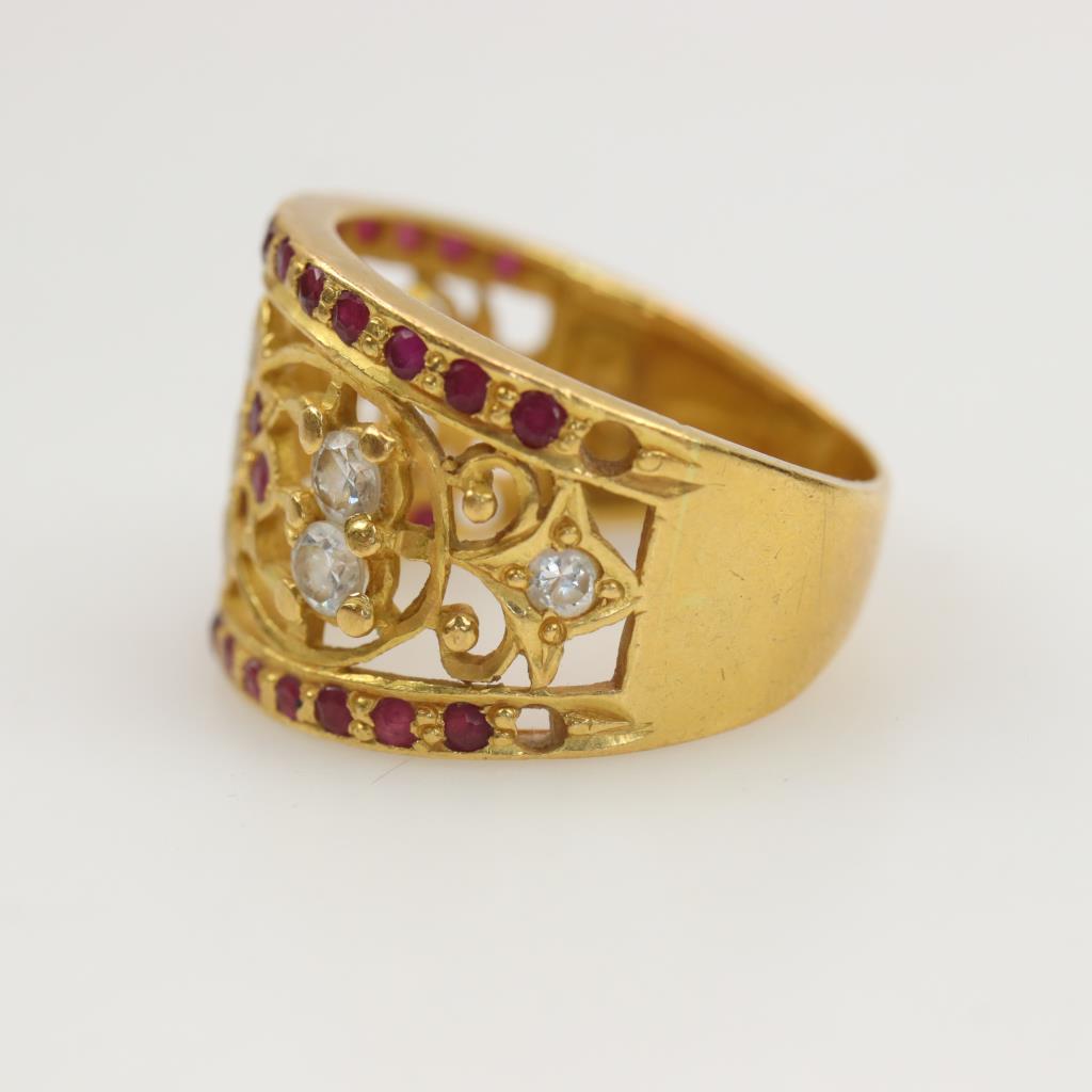 22kt Gold Cubic Zirconia And Ruby Ring | Property Room