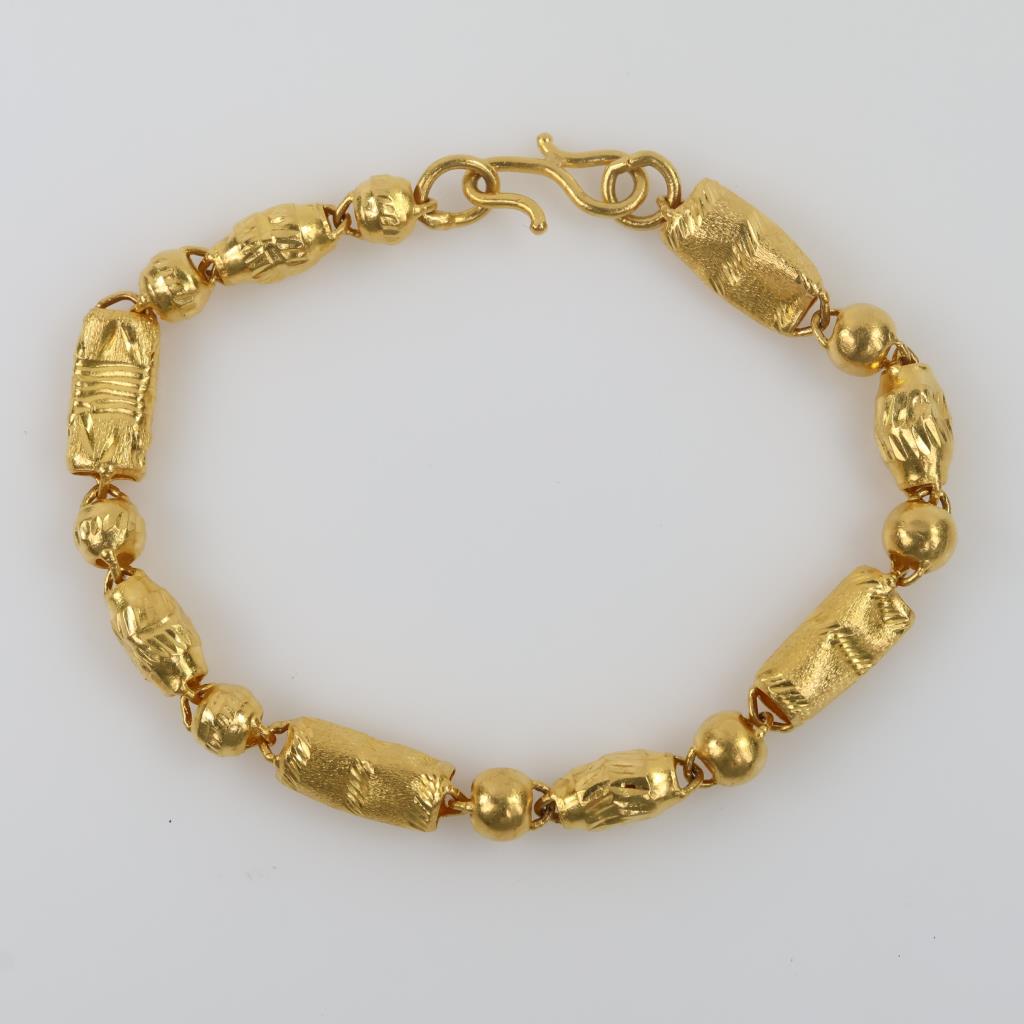 22kt Gold Hollow Tube And Ball Link Bracelet | Property Room