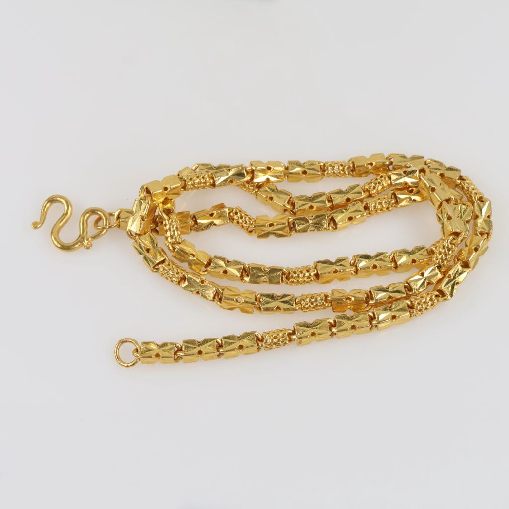 23kt Gold Hollow Rectangular Link Chain Necklace -Evaluated By Our ...