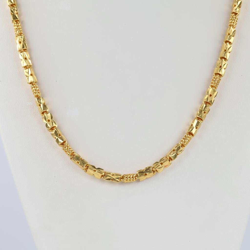 23kt Gold Hollow Rectangular Link Chain Necklace -Evaluated By Our ...