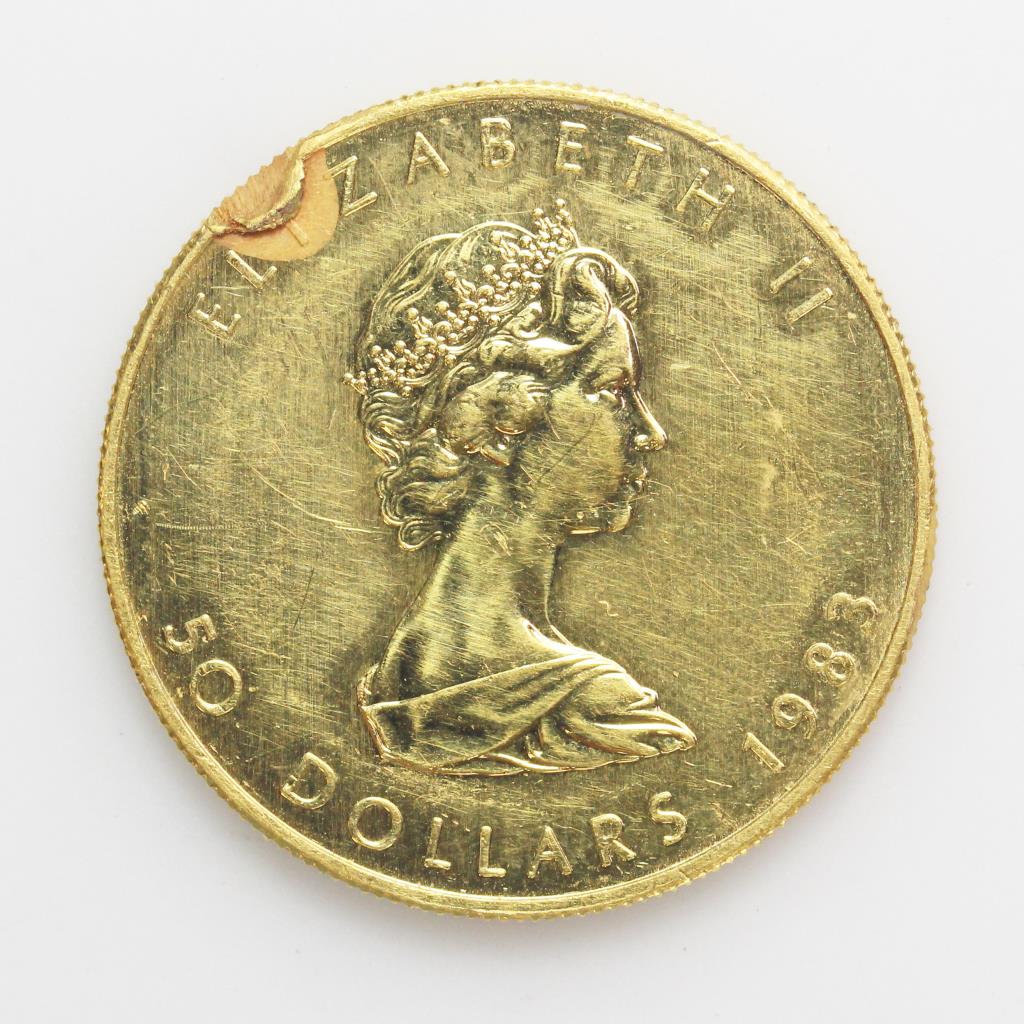 24k Gold 1983 $50 Canadian Coin, 1oz | Property Room