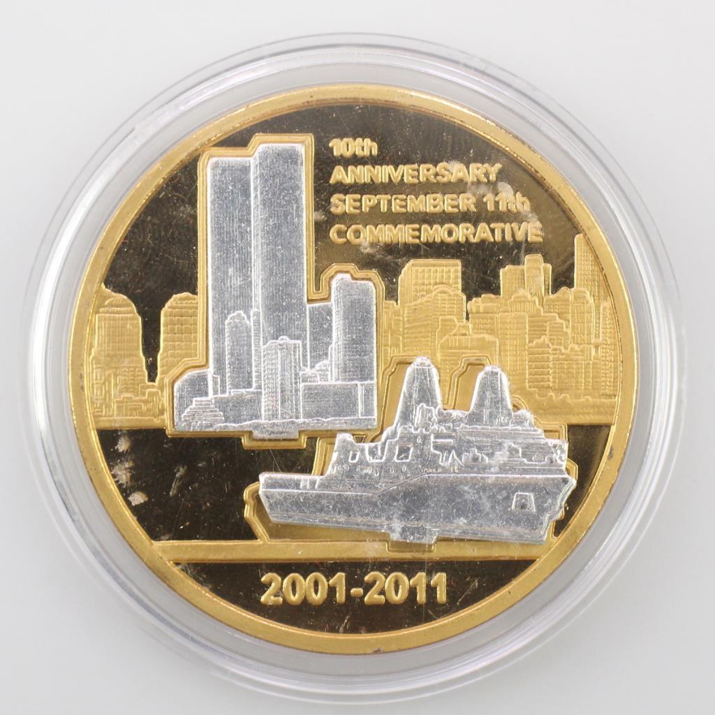 24k Gold Clad 10th Anniversary Sept 11 Commemorative Coin | Property Room