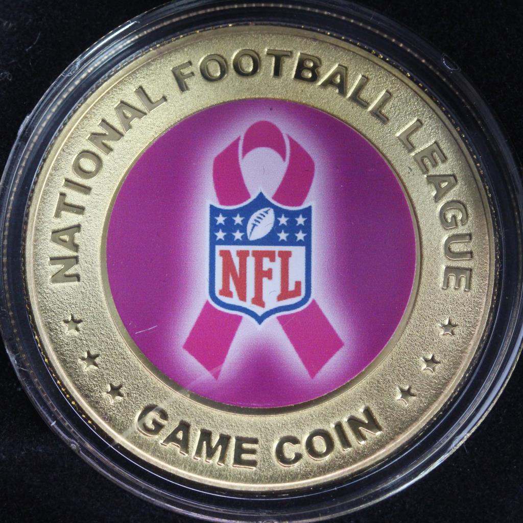 24k Gold Overlay NFL Breast Cancer Awareness Commemorative Game Coin ...