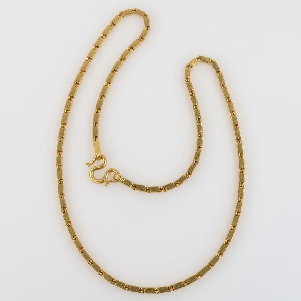 24kt Gold Rectangular Block Link Chain Necklace- Evaluated By Our ...