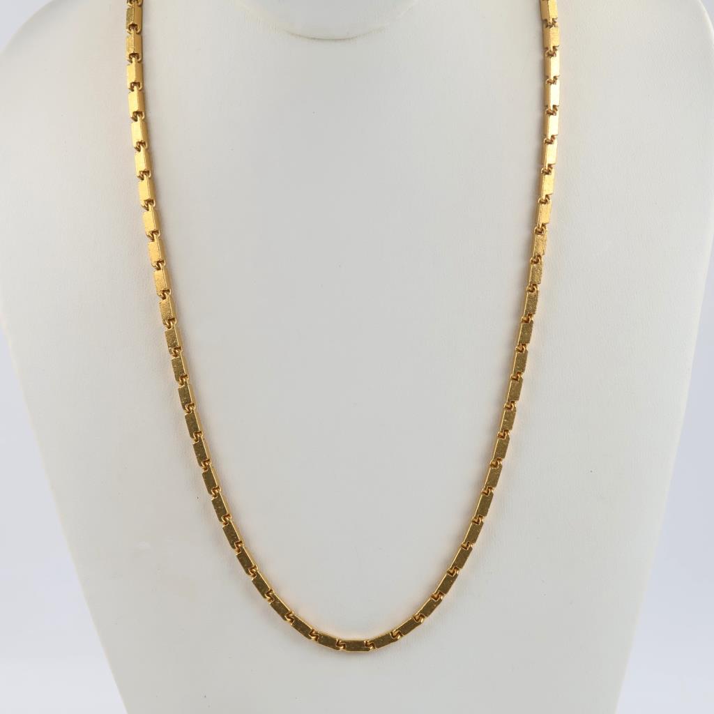 24kt Gold Rectangular Block Link Chain Necklace- Evaluated By Our ...