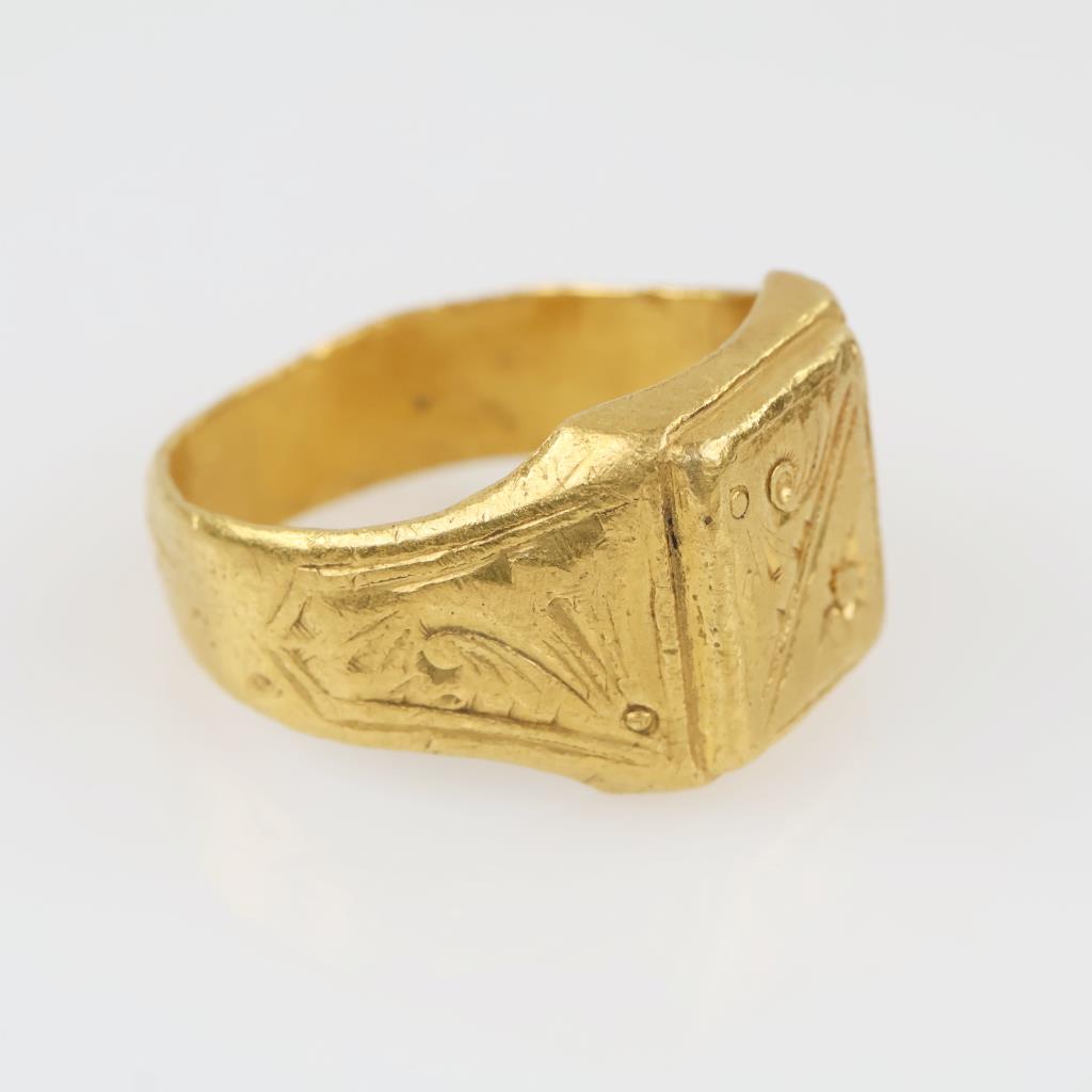 24kt Gold Signet Ring-Evaluated By Our Certified Gemologist-AGS/GIA ...