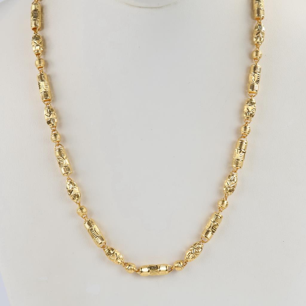 24kt GP Hollow Barrell Style Carved Link Chain Necklace-Evaluated By ...