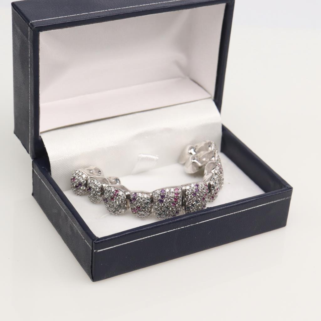 2.51ctTW Diamond Ruby Blue Topaz Amethyst White Gold Tooth Grill ...