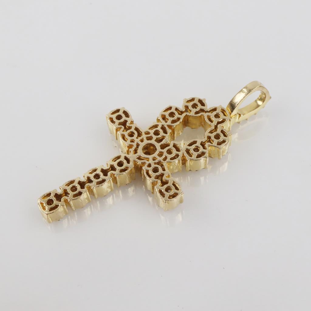 2.52cts TW Diamond 14kt Gold Ankh Pendant - Evaluated By Our Certified ...
