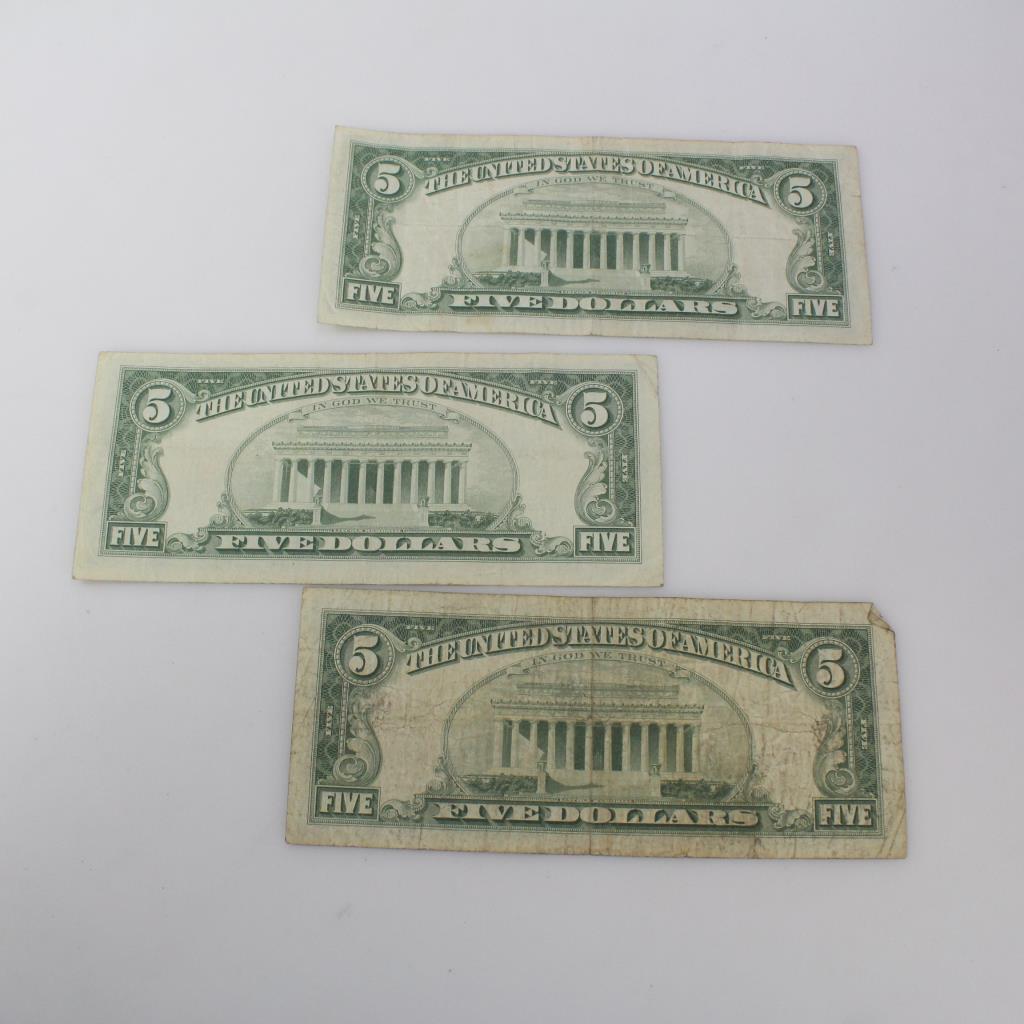 3 $5 Red Seal Bank Notes | Property Room