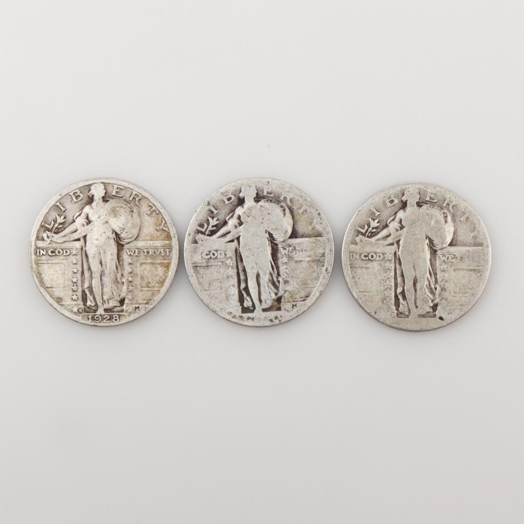 3 Standing Liberty Silver Quarters | Property Room