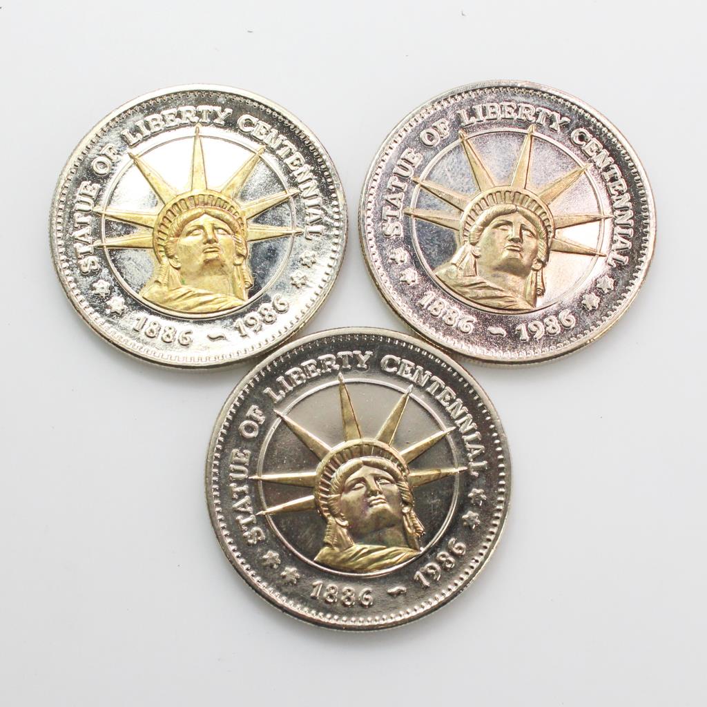 3 Statue Of Liberty 100th Anniversary Gift Of Freedom Coins | Property Room