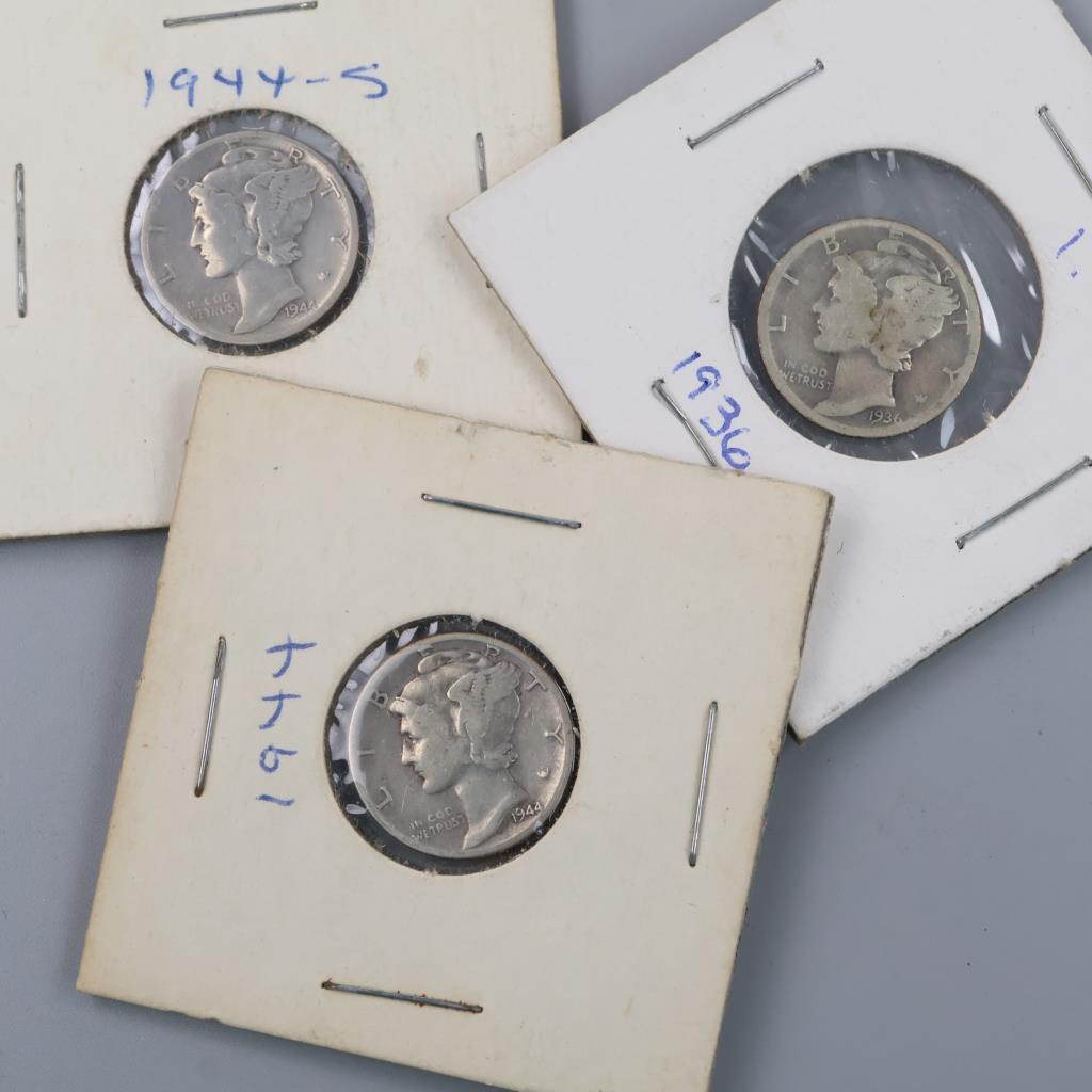 3 US Mercury Silver Dimes | Property Room