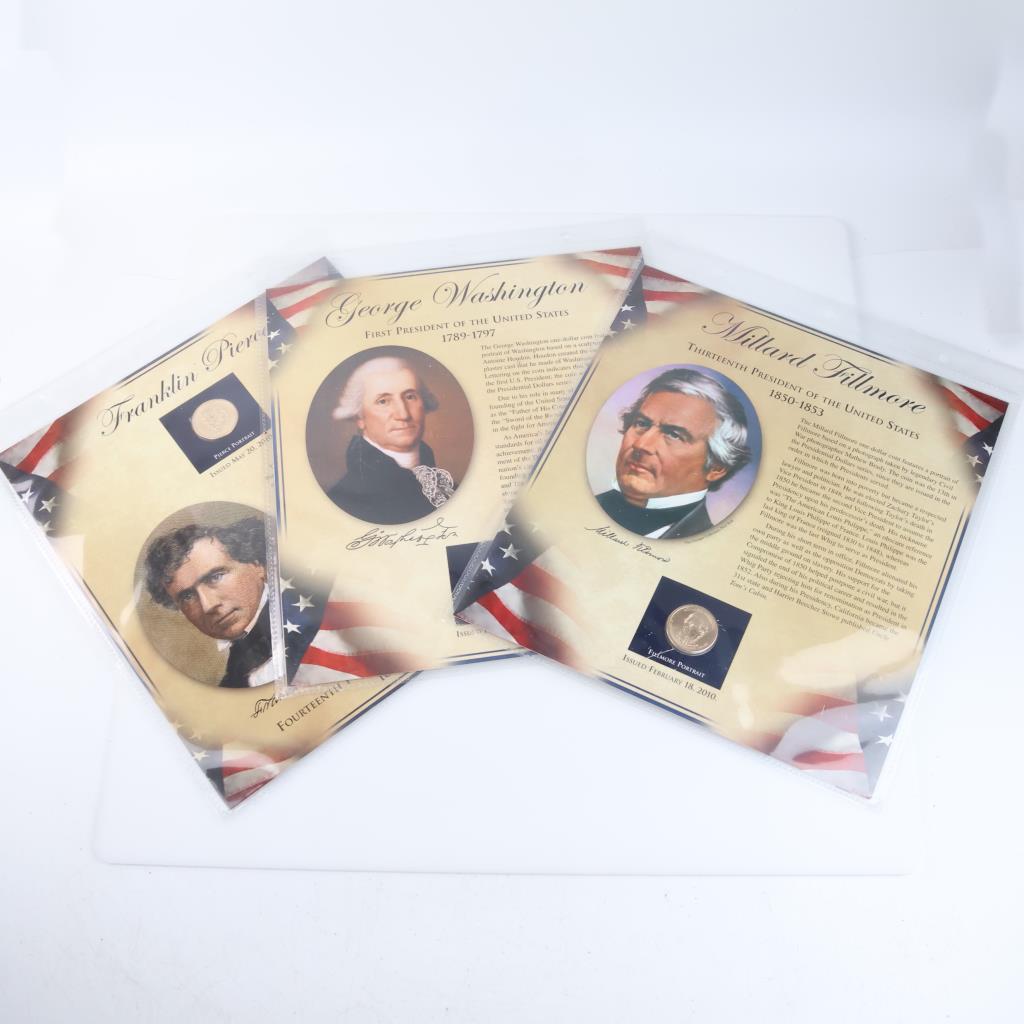 3 US Presidential Dollar Coin Collection Sheets, 8+ Stamps And Coins ...