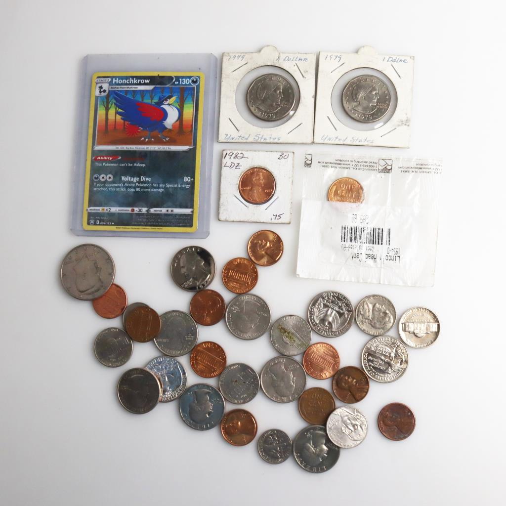 30+ US Coins With 1 Trading Card And 1 Silver Coin | Property Room