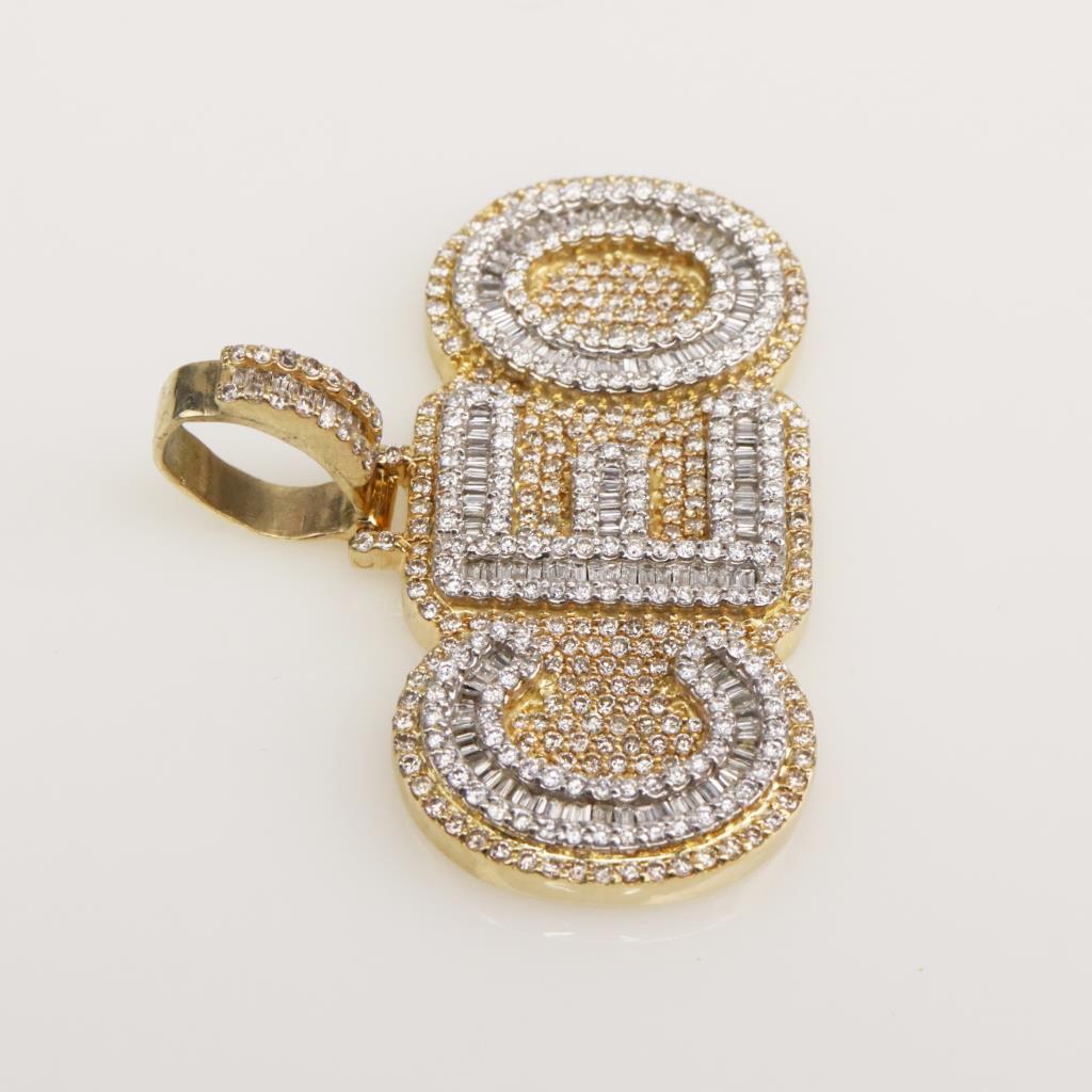 3.19cts TW Diamond 10kt Gold CEO Pendant-Evaluated By Our Certified ...