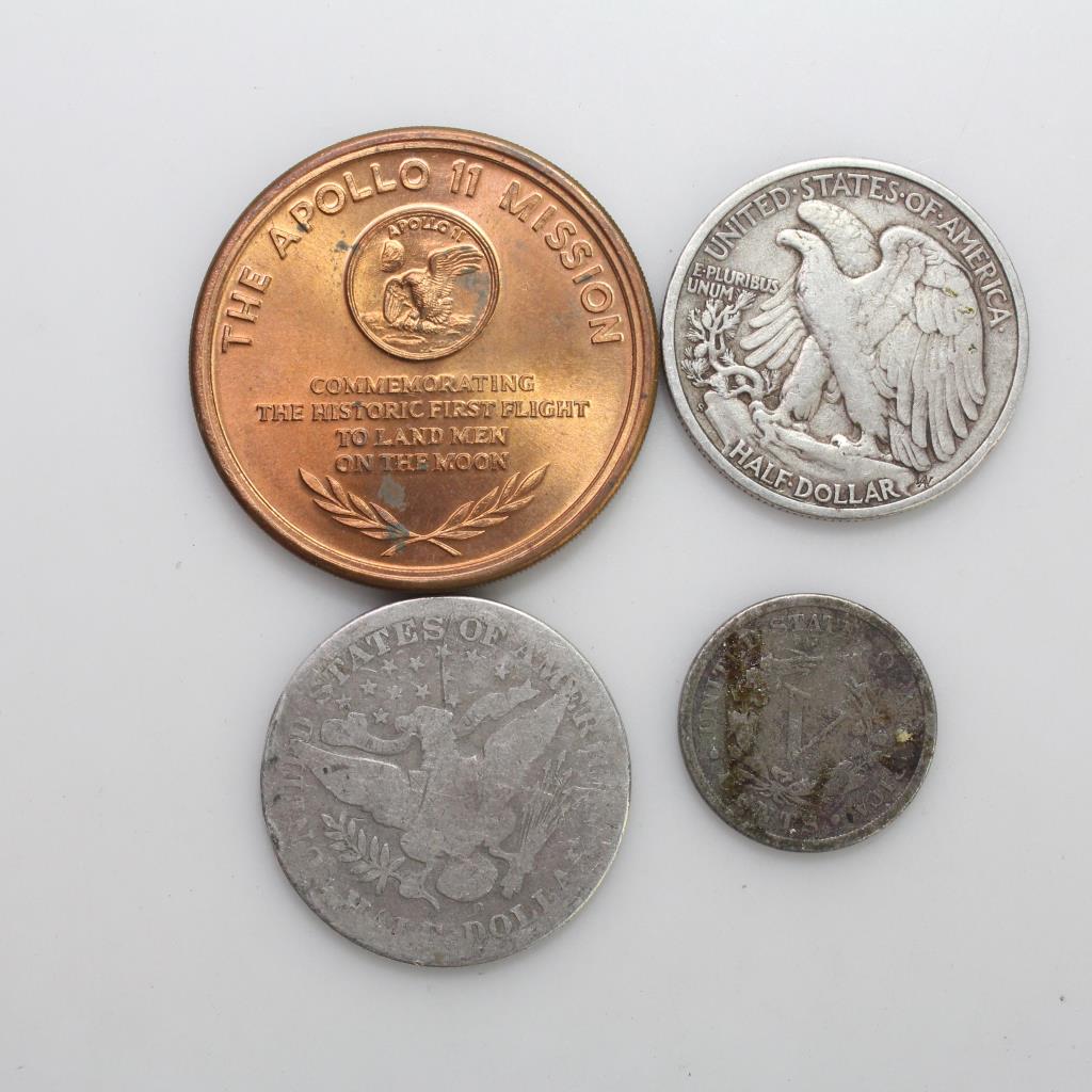 4 Assorted US Coins/Tokens, Includes 2 Silver | Property Room