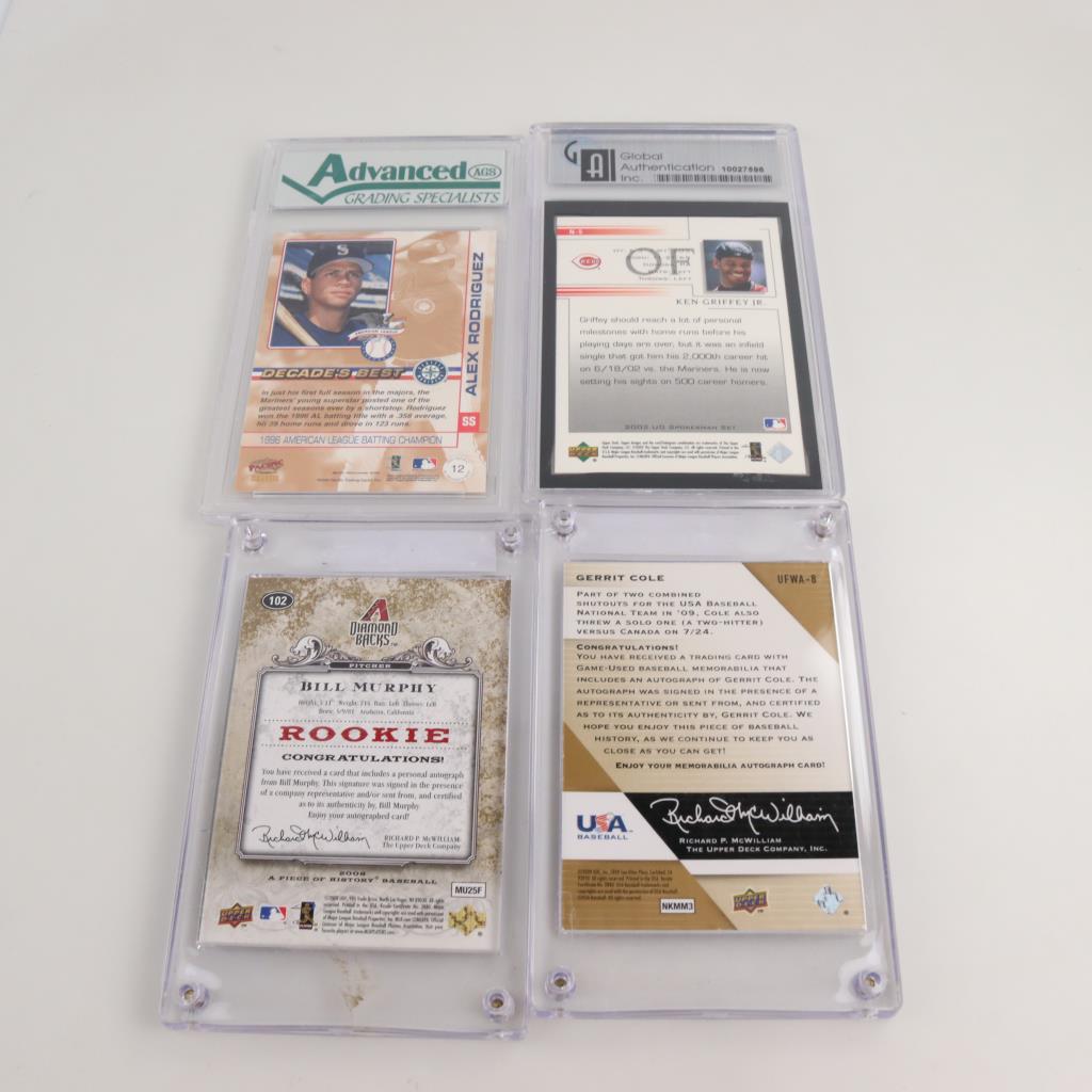4 Baseball Trading Cards In Slabs - Graded Alex Rodriguez Ken Griffey ...