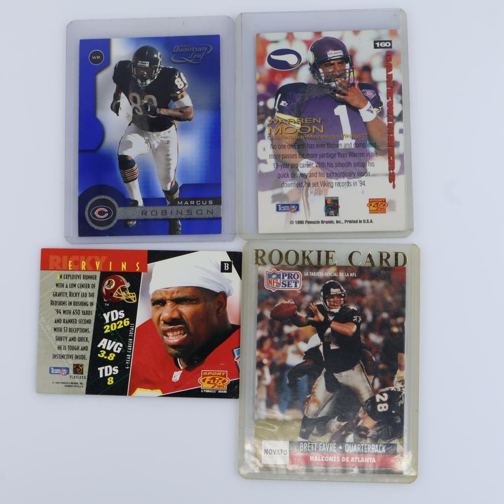 4 Football Trading Cards Brett Favre Rookie Card Warren Moon | Property ...
