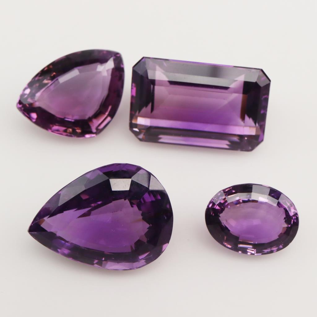 4 Purple Faceted Loose Jewelry Craft Stones | Property Room