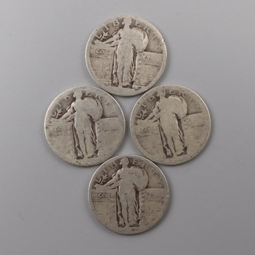 4 U.S. Silver Standing Liberty Quarters | Property Room