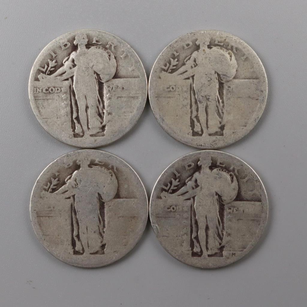 4 U.S. Silver Standing Liberty Quarters | Property Room
