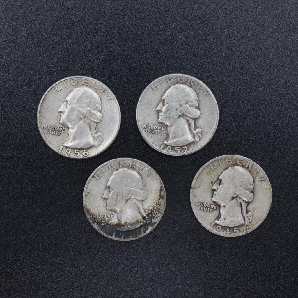 4 US Washington Silver Quarters | Property Room