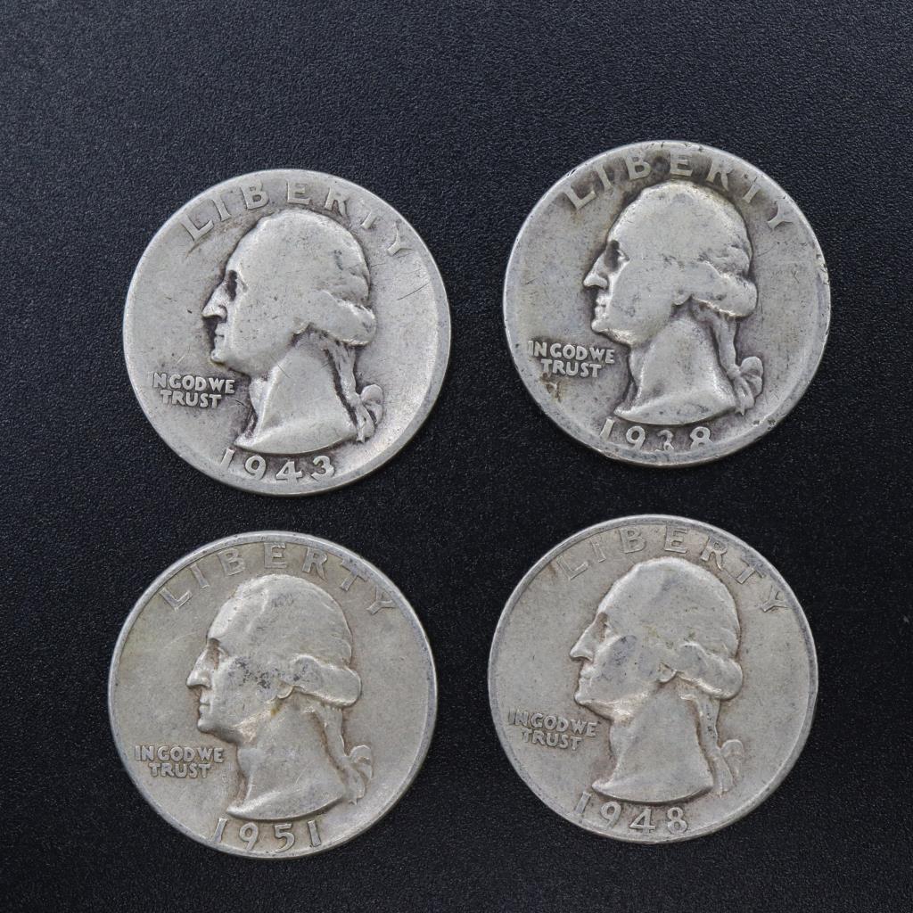 4 US Washington Silver Quarters | Property Room