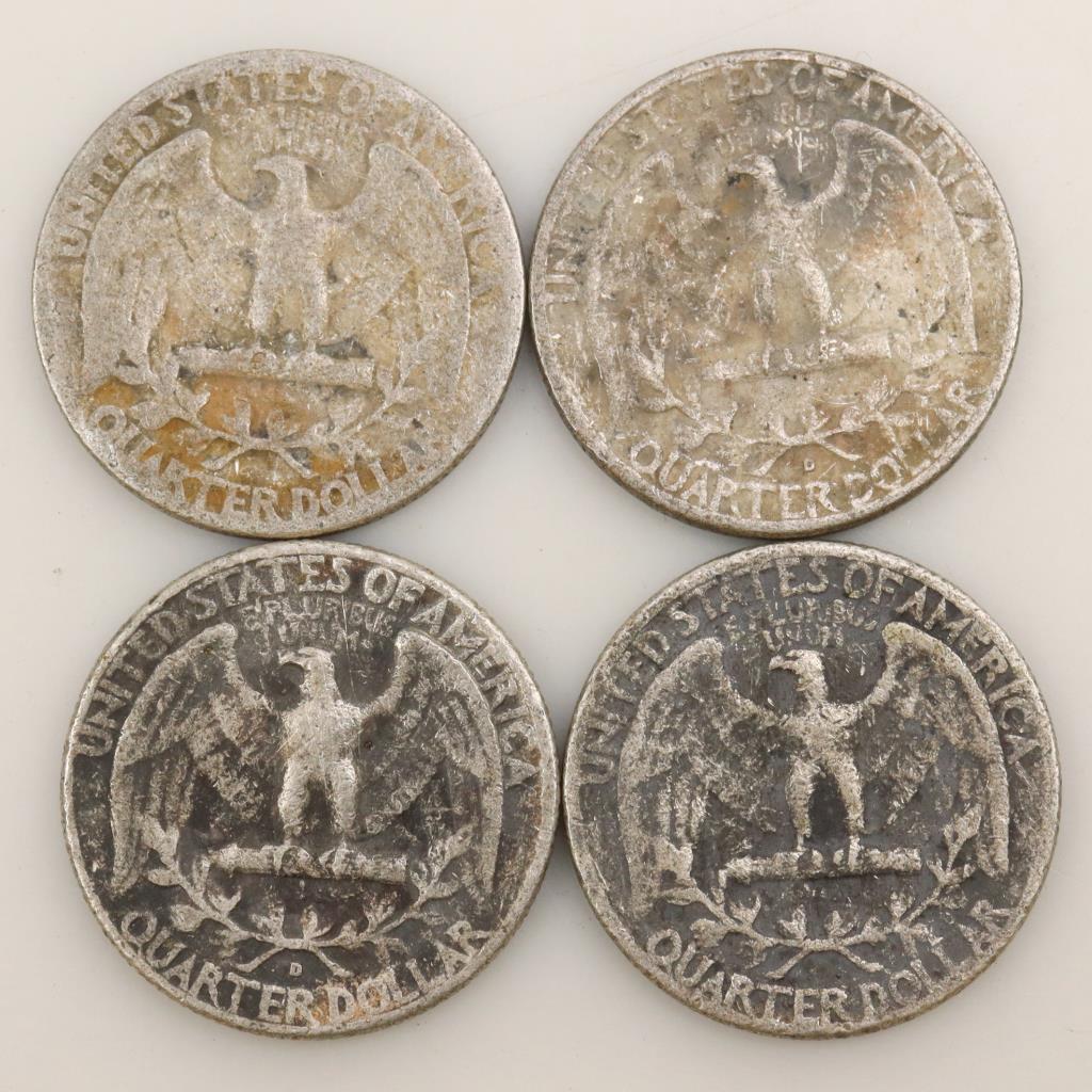 4 US Washington Silver Quarters | Property Room