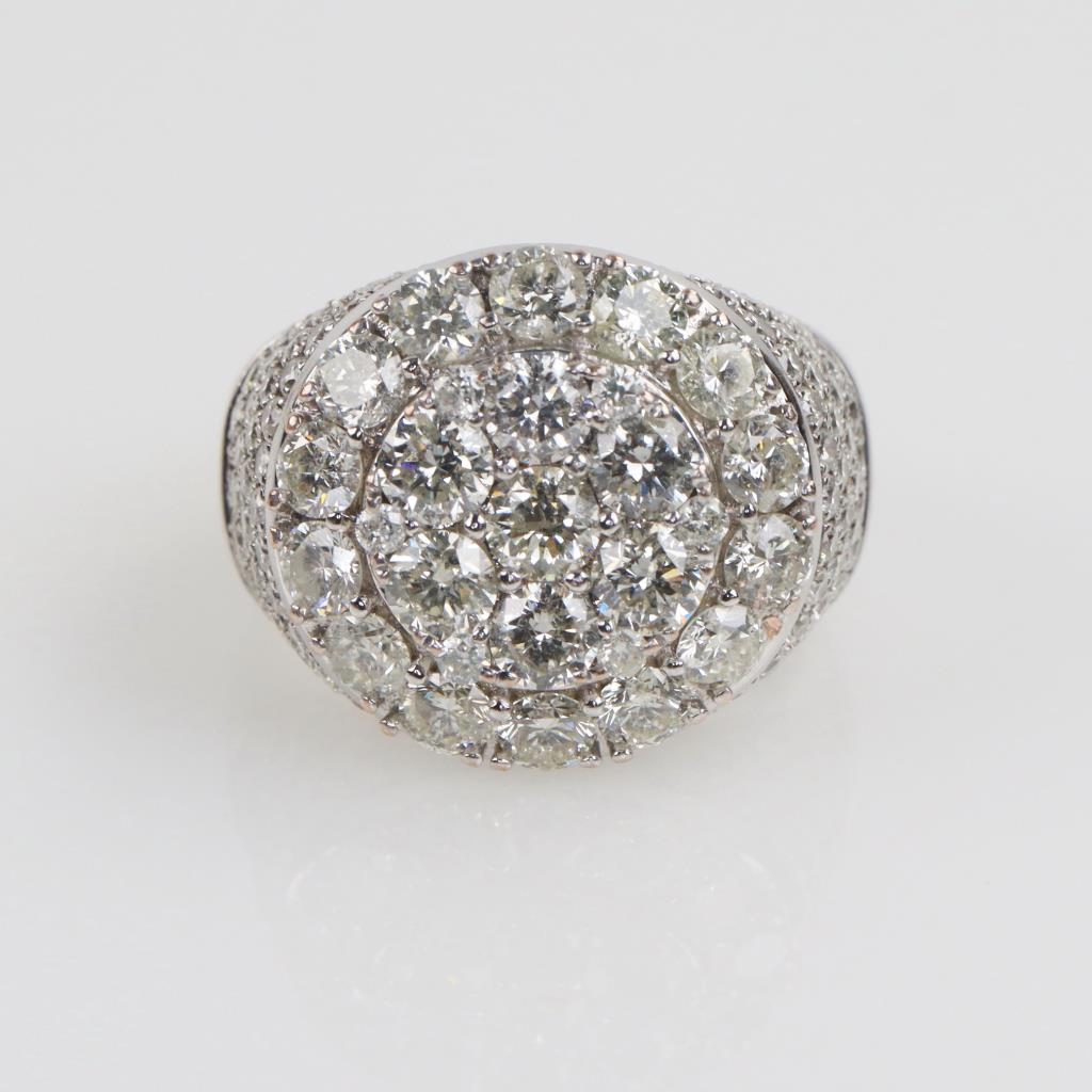 4.26cts TW Diamond 10kt White GP Round Signet Ring-Evaluated By Our ...