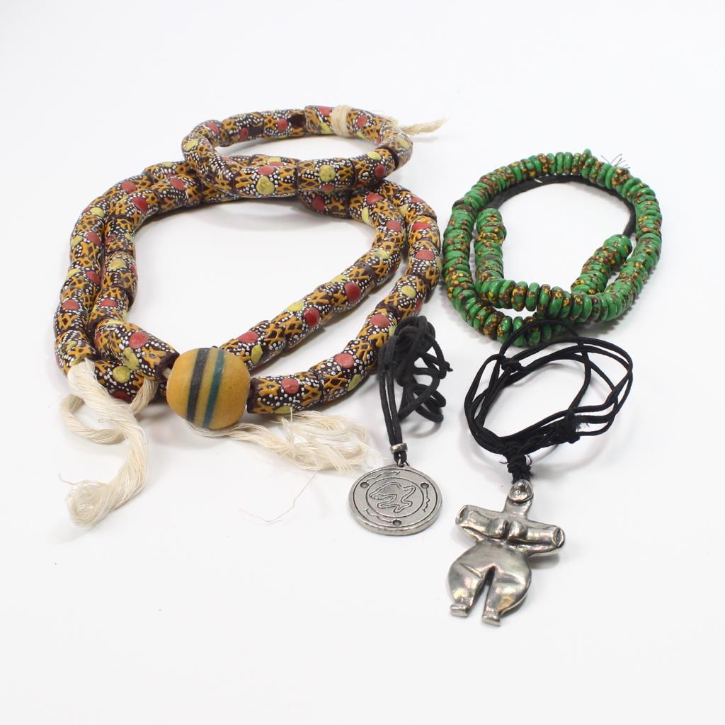 5 Okata & Krobo Glass Necklaces And Bracelet | Property Room