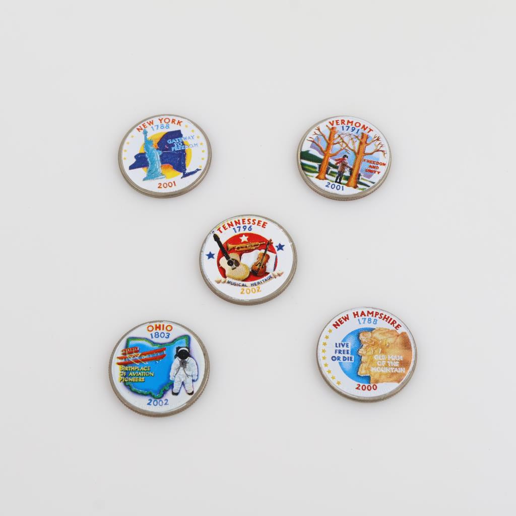 5 US Colorized Statehood Quarters | Property Room