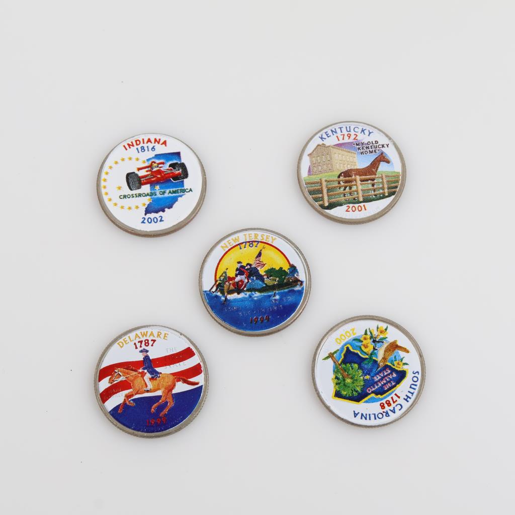 5 US Colorized Statehood Quarters | Property Room