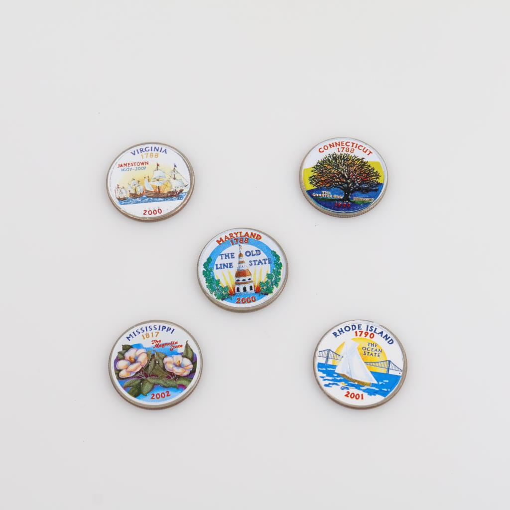 5 US Colorized Statehood Quarters | Property Room