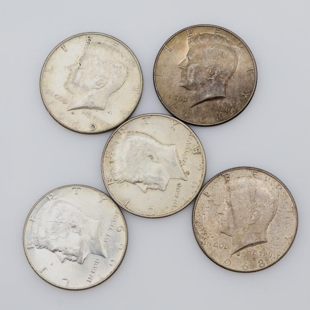 5 US Kennedy Silver Clad Half Dollars | Property Room