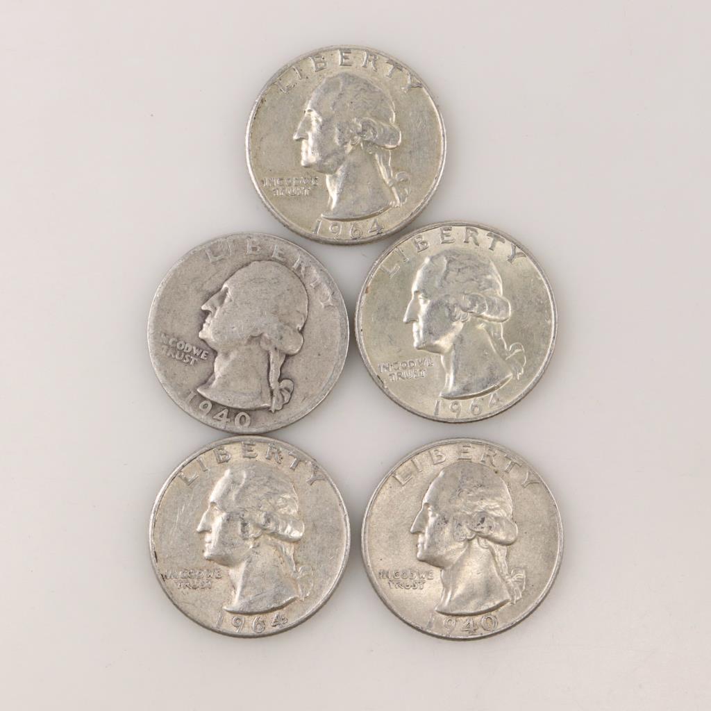 5 Washington Silver Quarters | Property Room