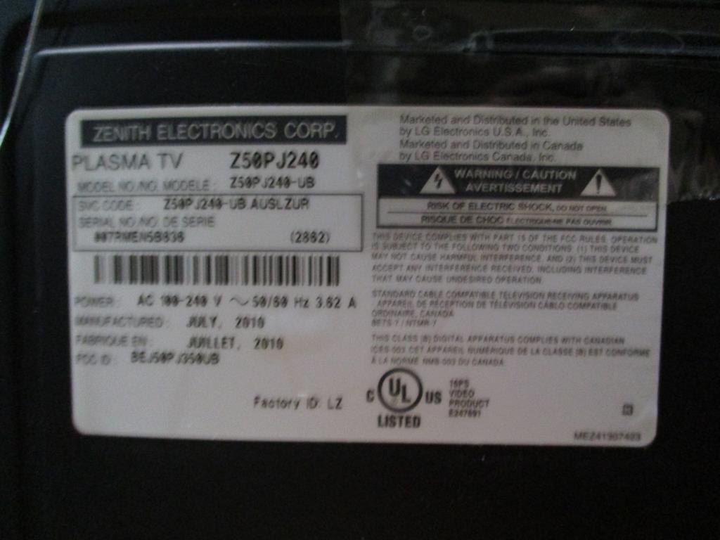 50" Zenith Tv | Property Room