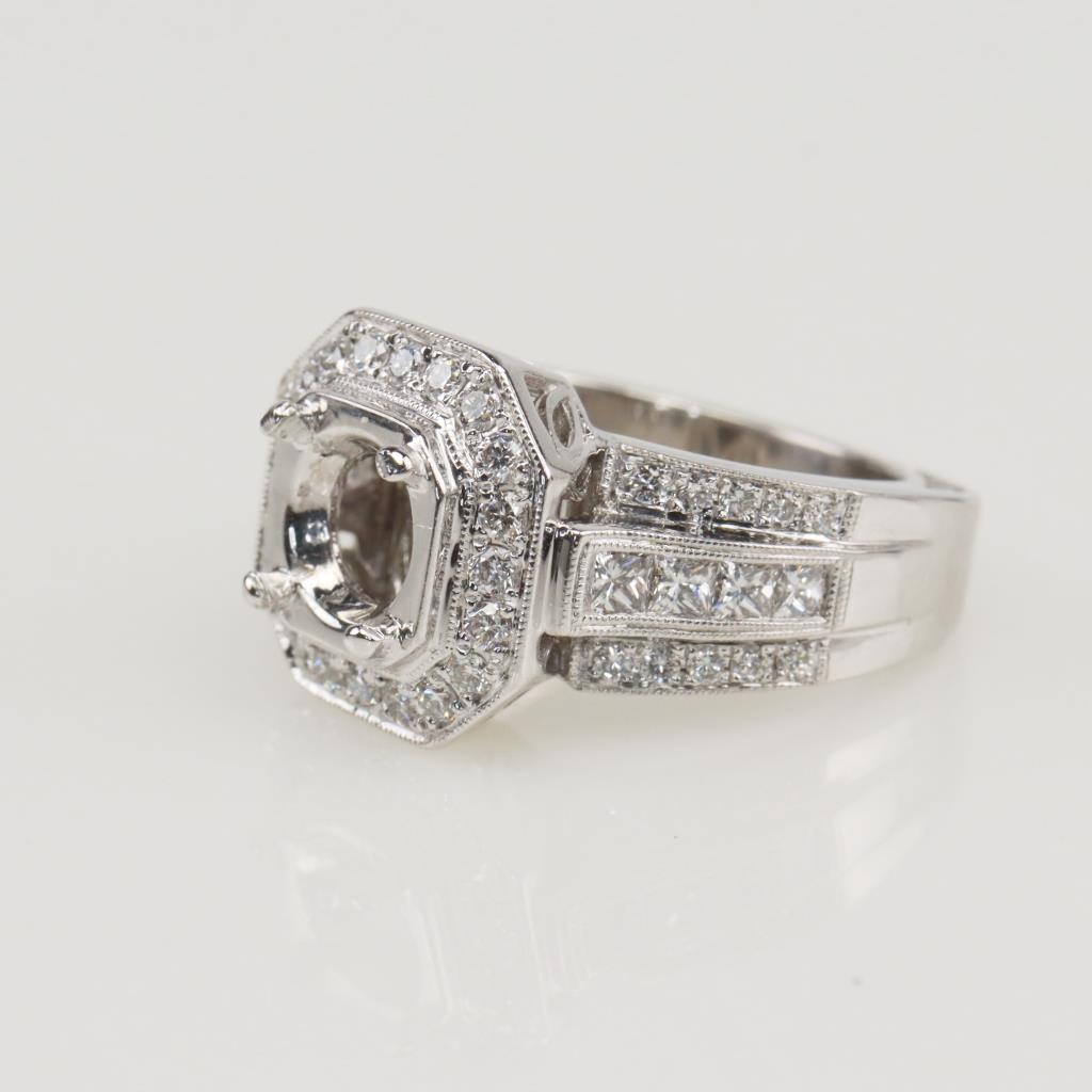 .54ctTW Diamond 18kt White Gold Mounting Halo Style Ring-Evaluated By ...